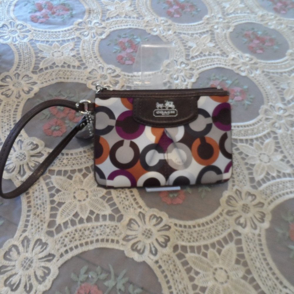 Coach Multi Color Signature Satin/Leather Trim Wrislet - Gem